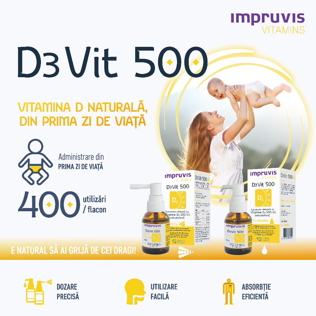 Impruvis D3Vit - Vitamina D3 Naturala si Pura : Bebe Tei