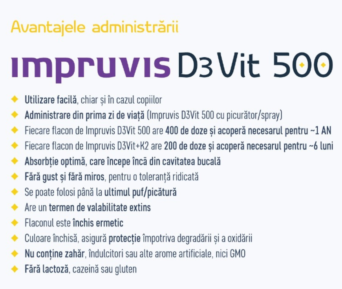 Impruvis D3Vit - Vitamina D3 Naturala si Pura : Bebe Tei