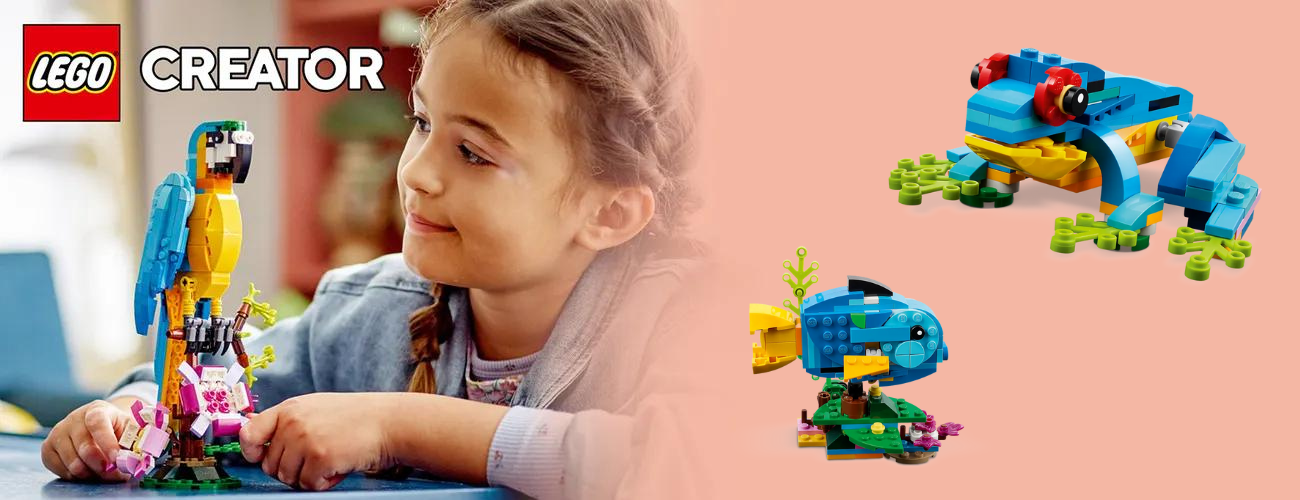 Papagal exotic 3 in 1 Lego Creator, 7 ani+, 31136, Lego : Bebe Tei
